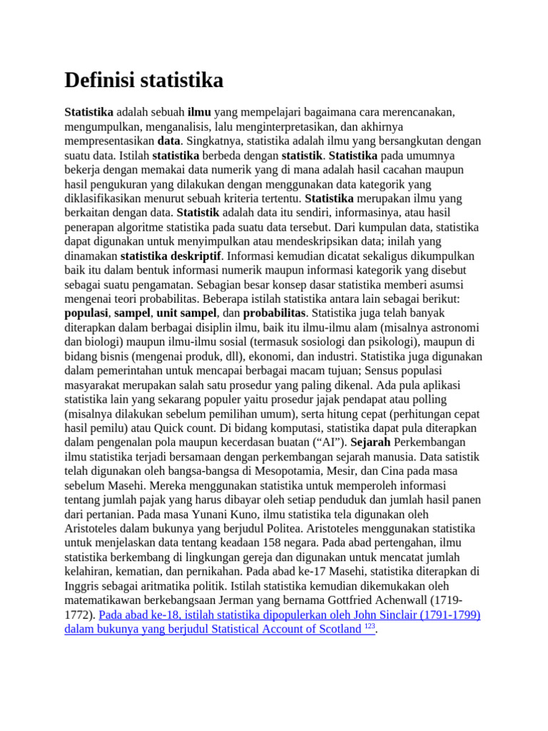 Definisi statistika-TUGAS MTK | PDF