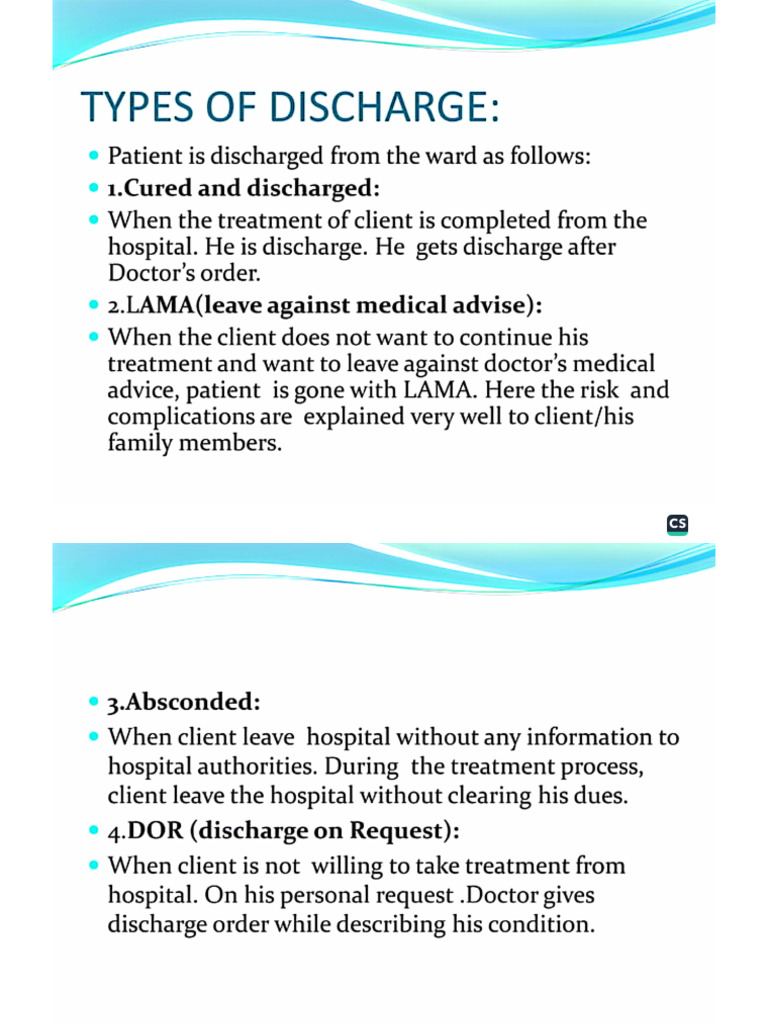 Types of Patient Discharge From Hospital | PDF