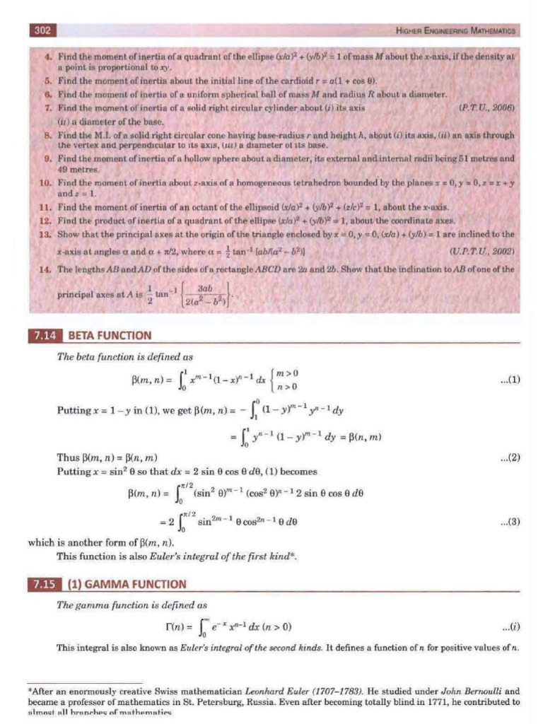 Gamma and Beta Functions B S Grewal | PDF