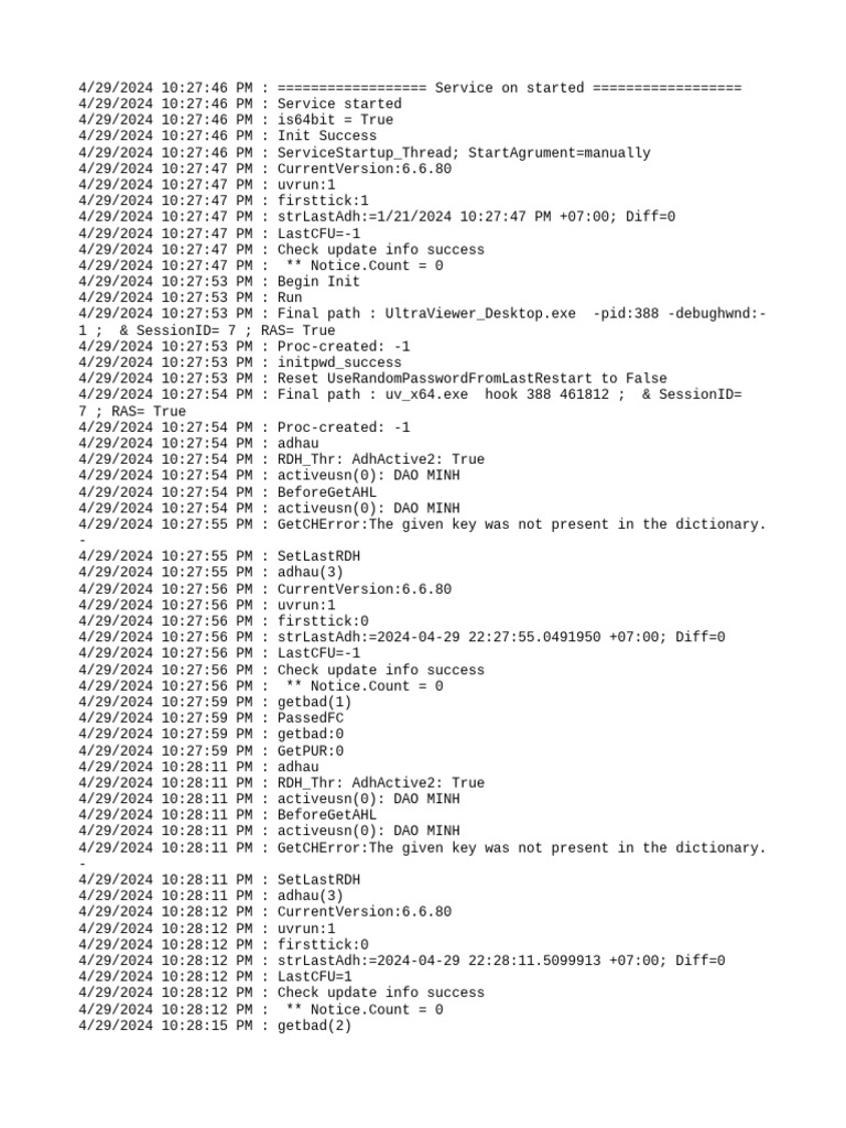 UltraViewerService Log | PDF | Computer Programming | Software Engineering