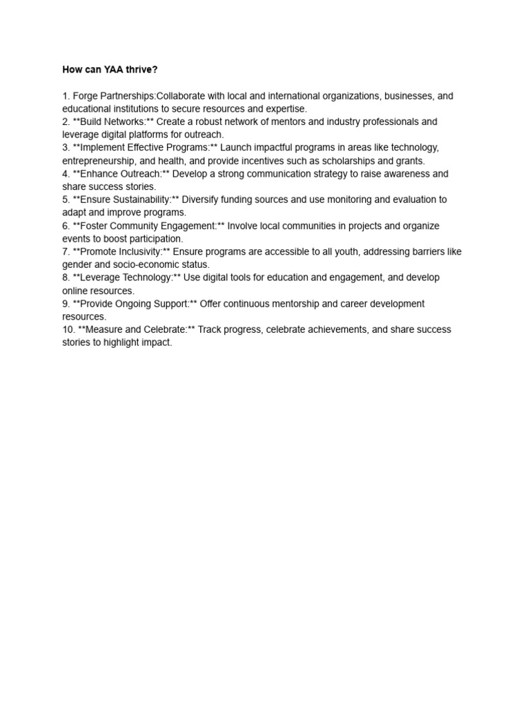 Strategies for YAA's Growth and Impact | PDF