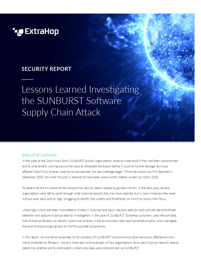 Sunburst Attack Lessons Learned 3 | PDF | Security | Computer Security