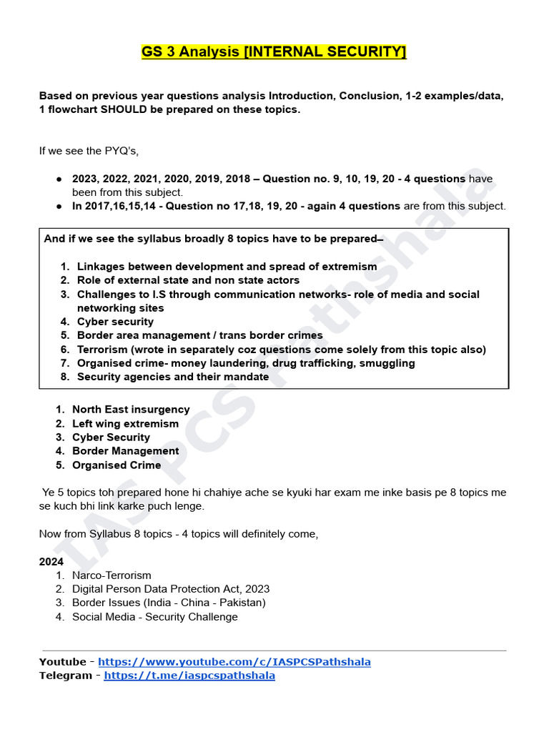 GS 3 Analysis (Internal Security) | PDF | Crimes | Crime & Violence
