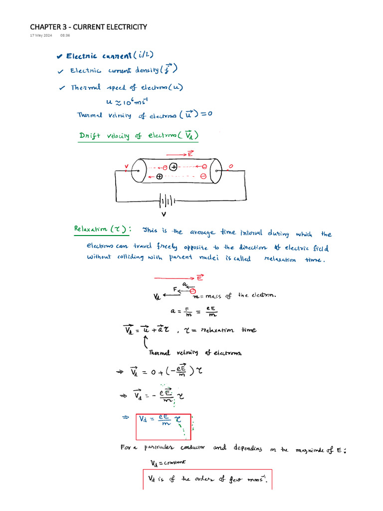 Chapter 3 - Current Electricity | PDF