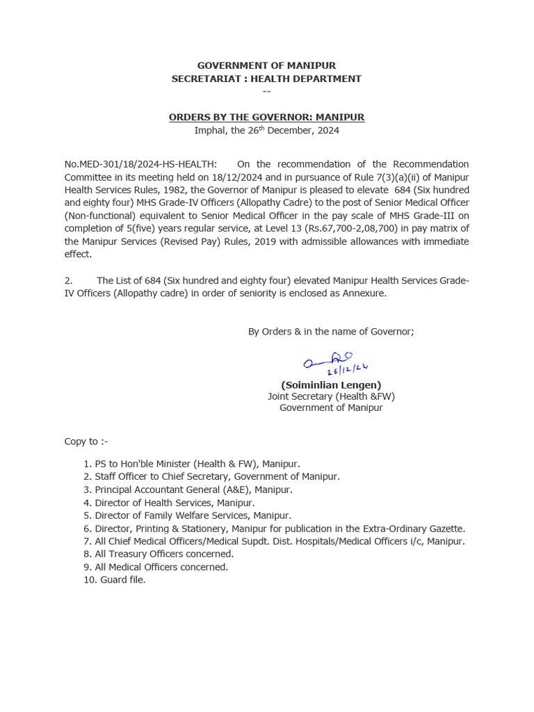 Govt Order MHS Grade IV Allo Financial Elevation To SMO NF DT 26-12 ...