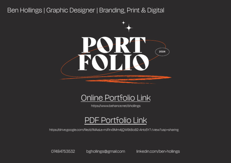 Ben Hollings Portfolio Splash Page | PDF
