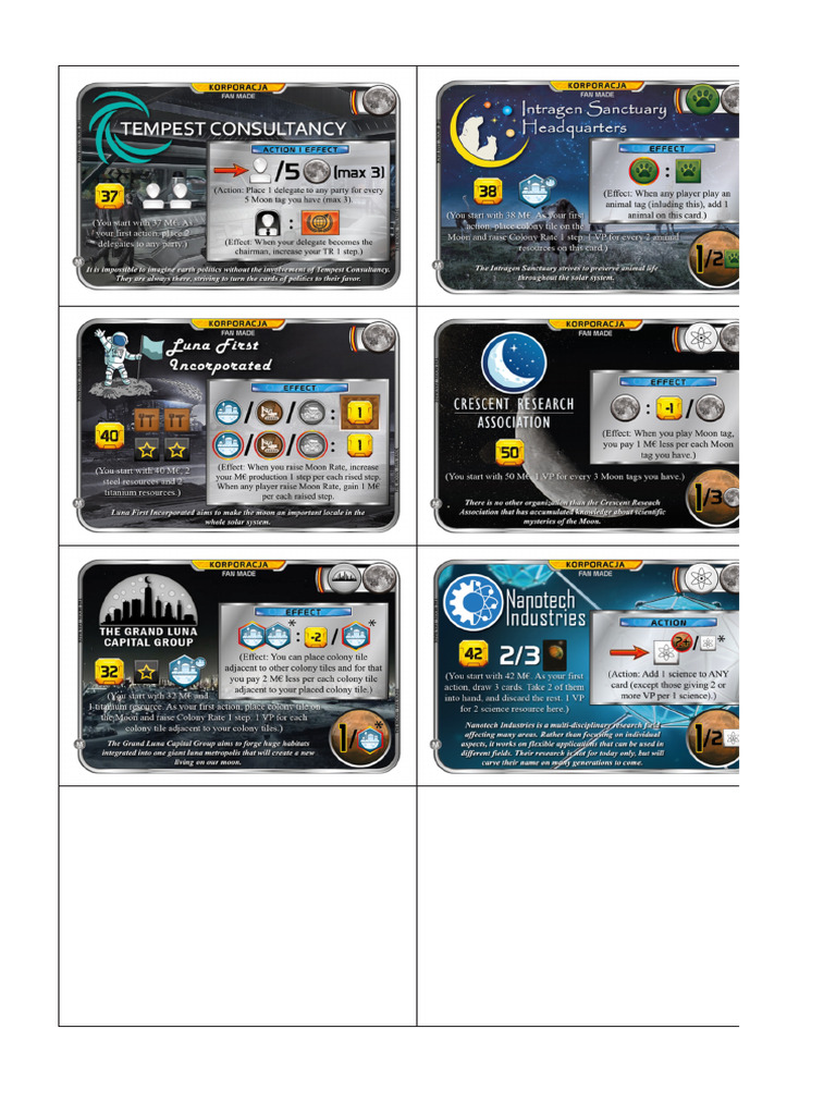 Mars Cards New Corporations | PDF