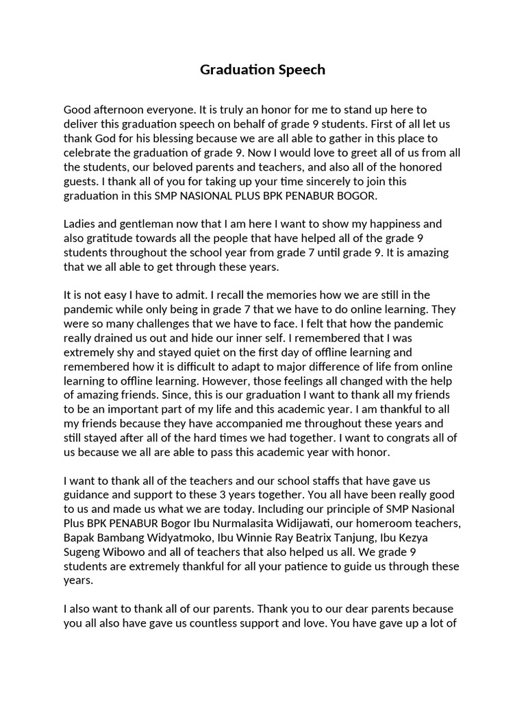 Graduation Speech | PDF