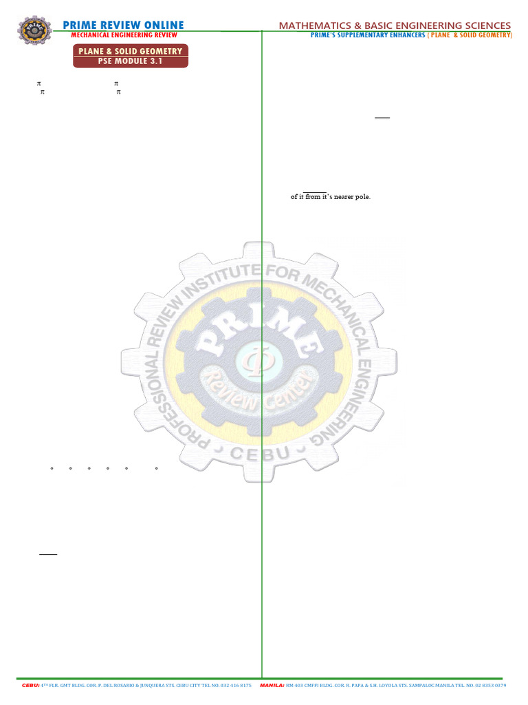 Plane & Solid Geometry (Module 3.1) | PDF | Sphere | Area