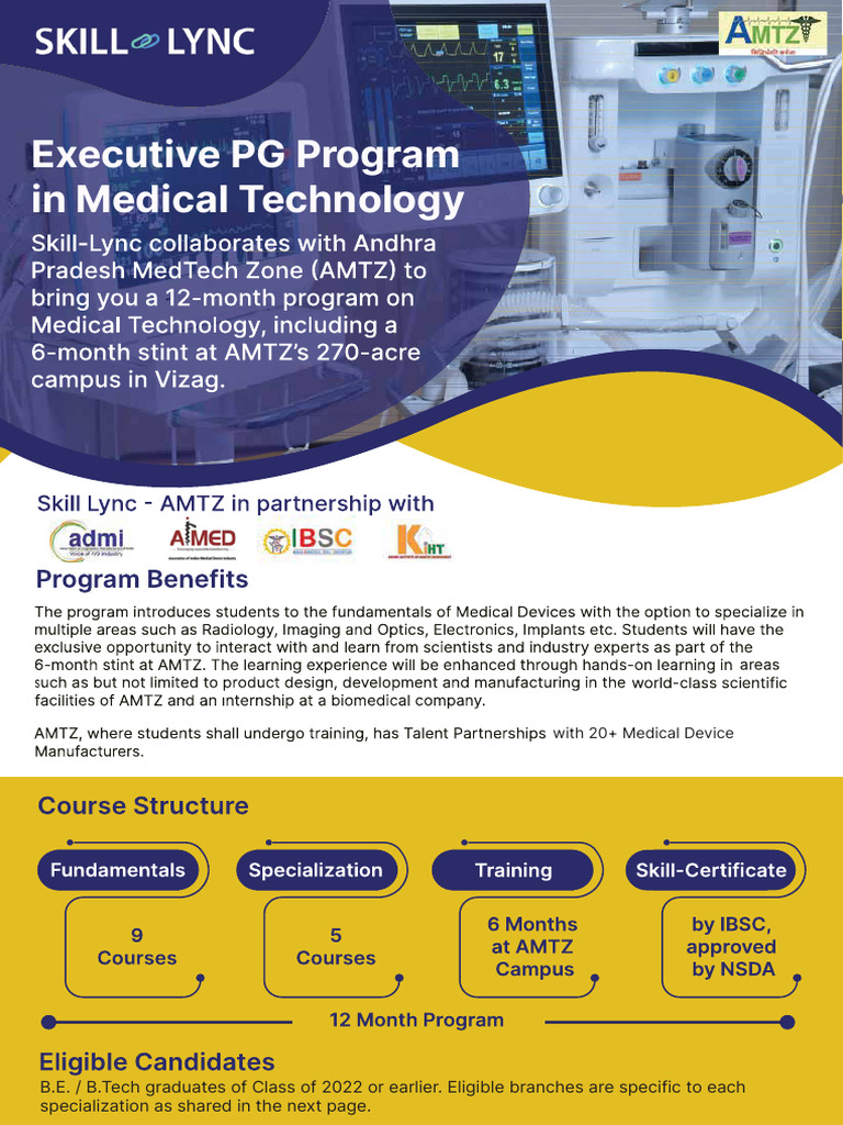 Executive Post Graduate Program PG in Medical and Health Technology by Indian Biomedical Skill ...