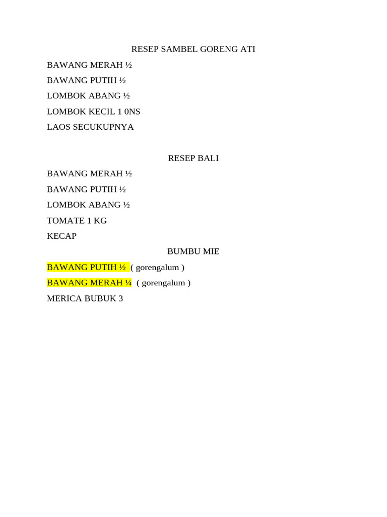Resep Sambel Goreng Ati | PDF