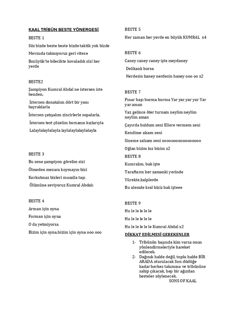 Kaal Beste Yönergesi̇ | PDF