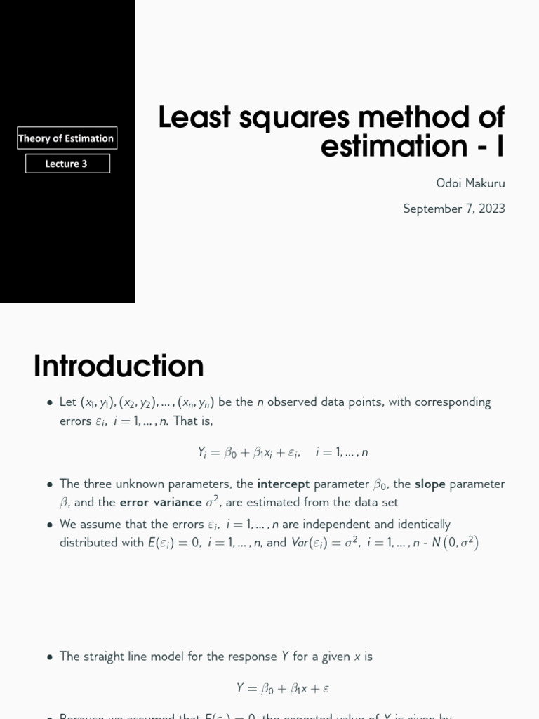 EstimationTheory Lecture 03 | PDF | Errors And Residuals | Least Squares