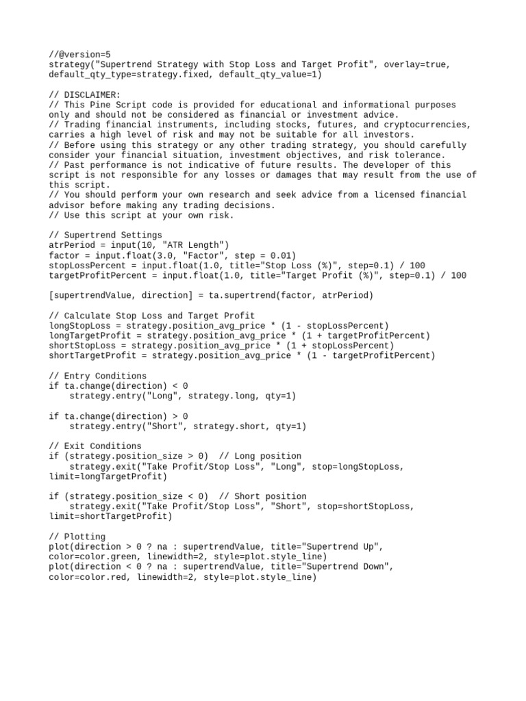 Supertrend Trading Strategy Script | PDF