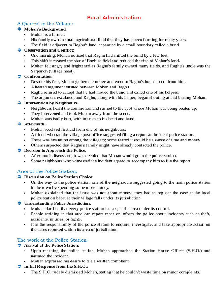 Book Summary (Rural Administration) | PDF | Police
