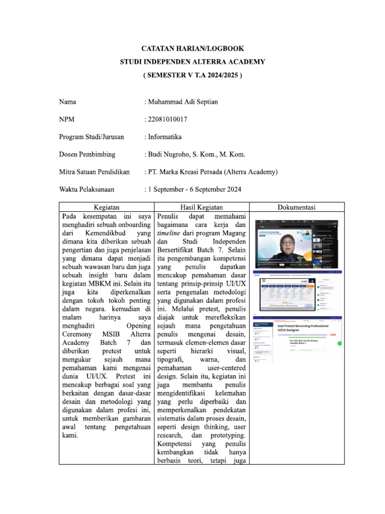 Logbook Minggu1 Muhammad Adi Septian | PDF