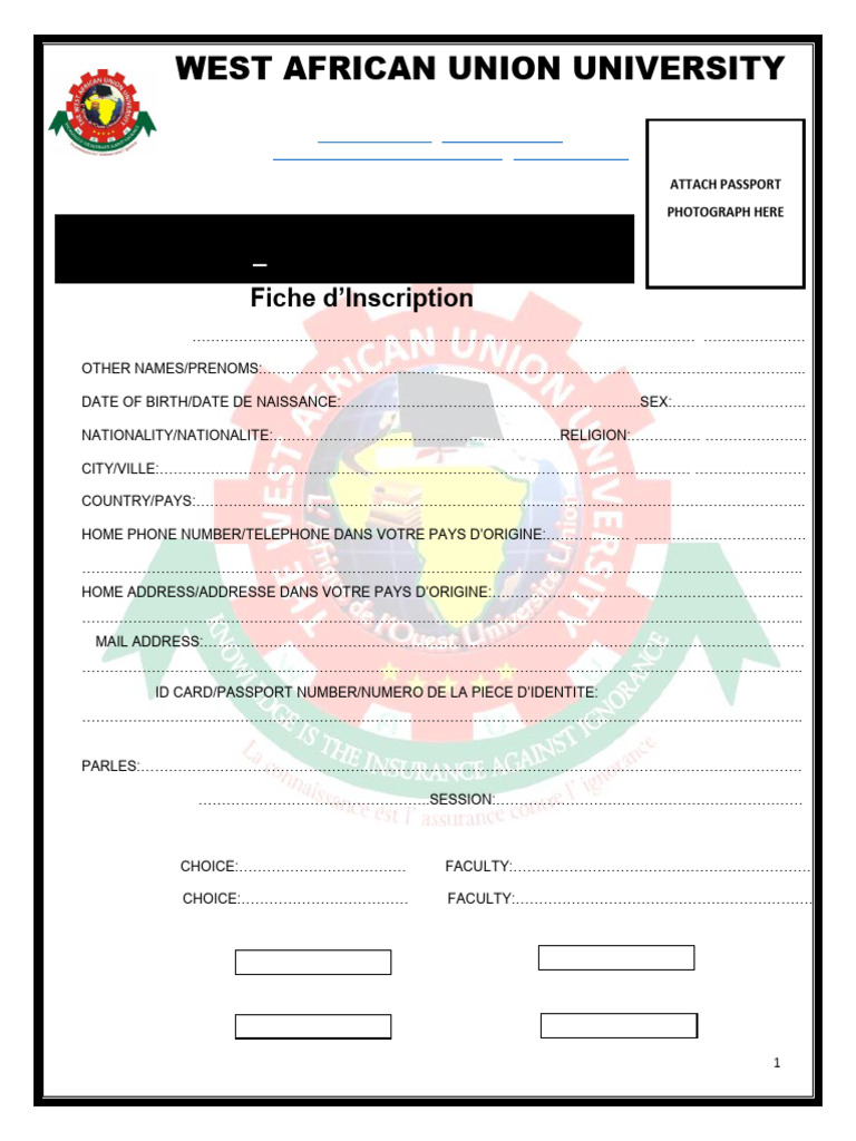 West Africa University Application - Form | PDF