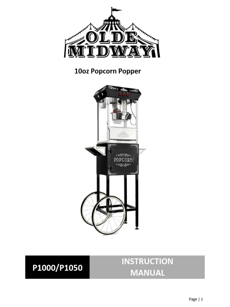 10oz Popcorn Popper Instruction Manual | PDF | Screw | Teaspoon