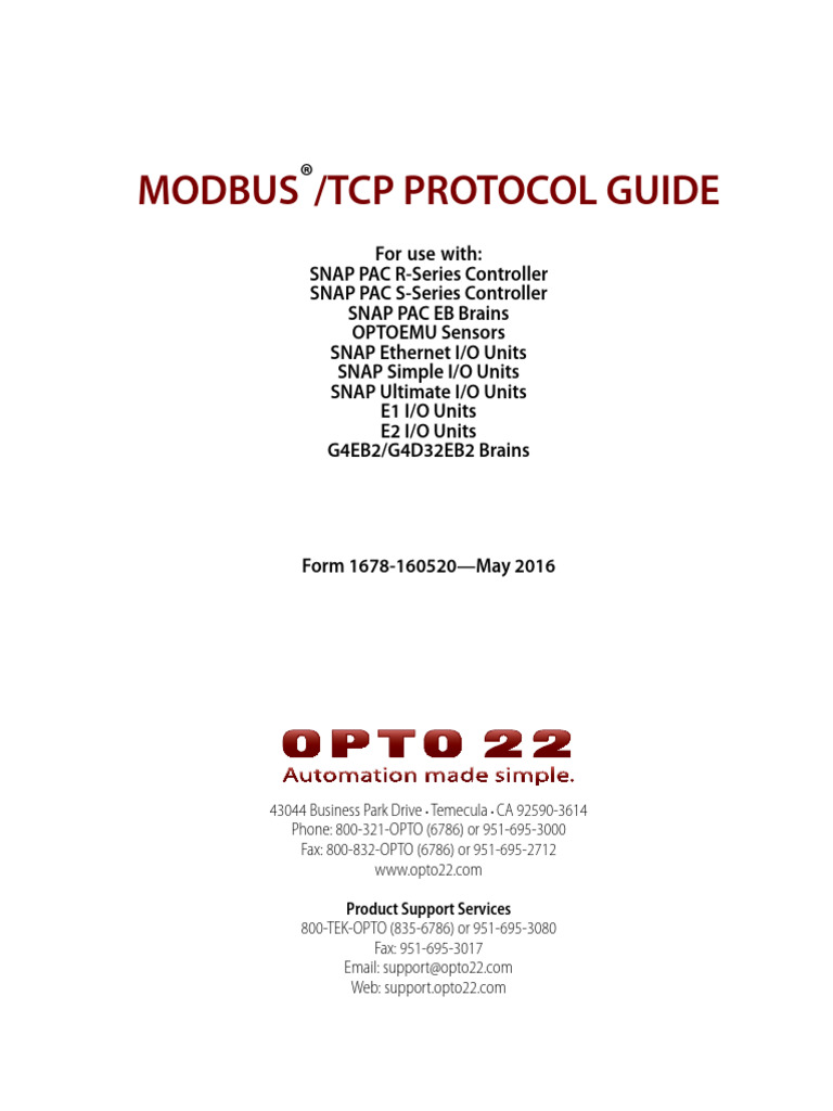1678 Modbus TCP Protocol Guide | PDF | Computer Hardware | Network ...