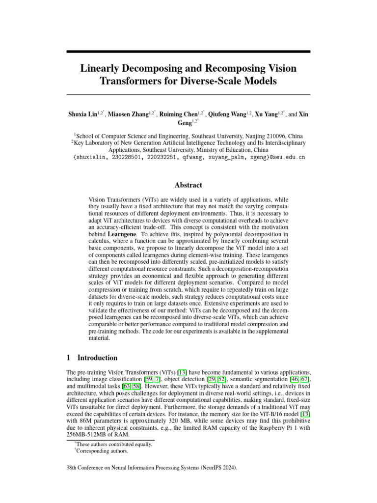 Decomposing Vision Transformers for Scalability | PDF | Polynomial ...