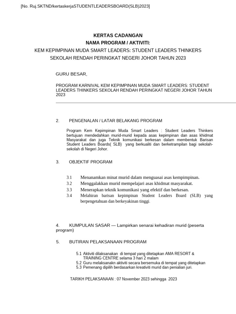 Kertas Kerja SLB 2023 | PDF