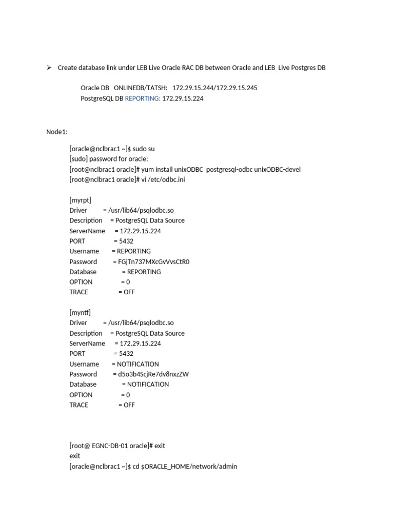 How To Configure DG4ODBC On 64bit LEB Live Oracle RAC DB To Connect To L.. | PDF | Databases | Sudo