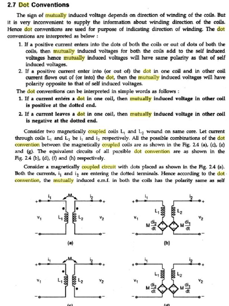 2 - Dot Convention in Coupled Circuits | PDF