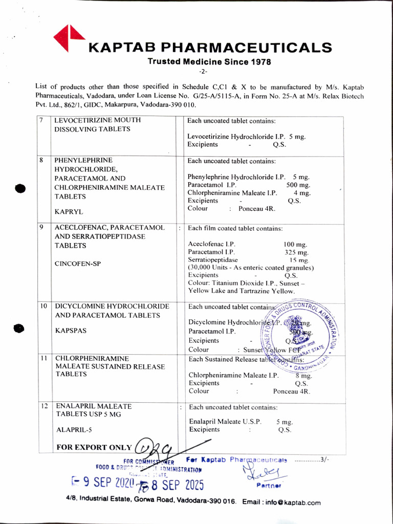 Kaptab Pharmaceuticals Product List | PDF | Tablet (Pharmacy ...