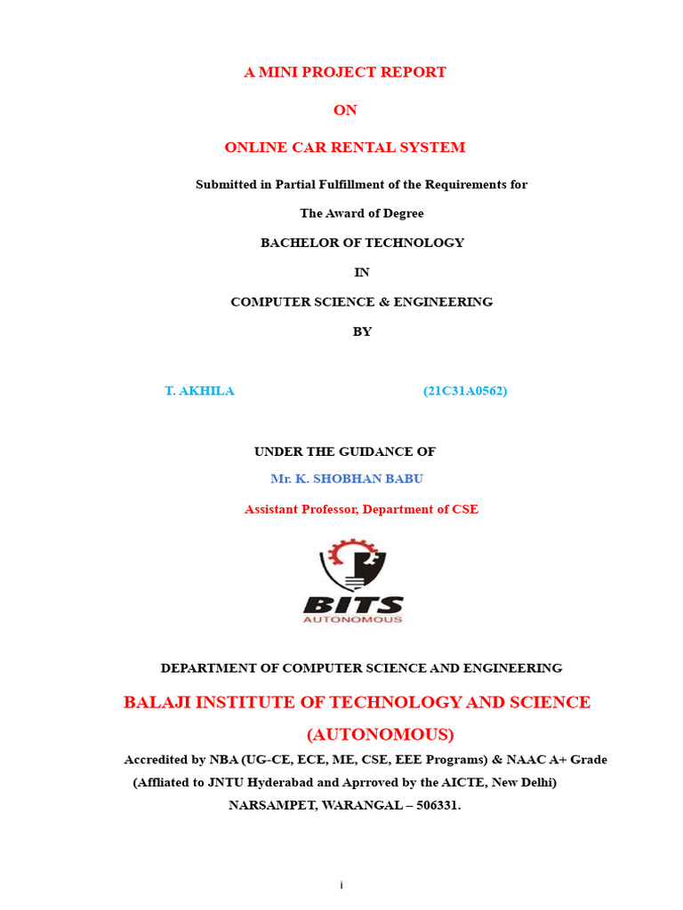 Online car rental system | PDF | Feasibility Study | World Wide Web