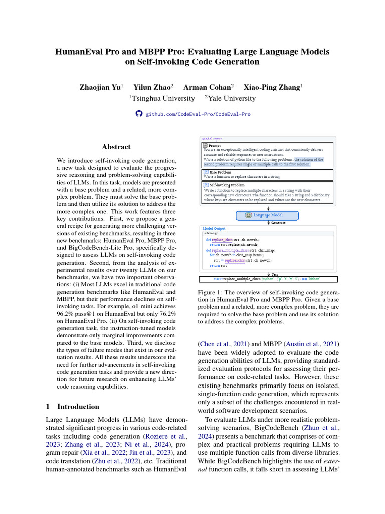HumanEval Pro and MBPPPro Evaluating Large Language Models | PDF | Python (Programming Language ...