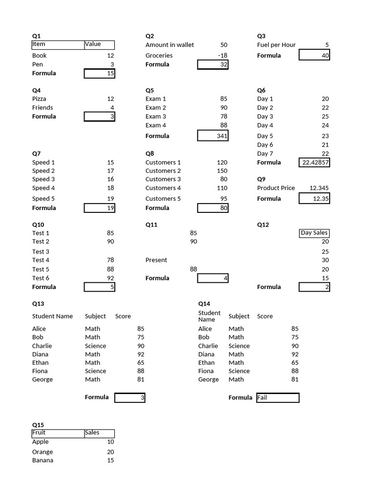 CIE IGCSE ICT Spreadsheet - Formula - Scenarios | PDF