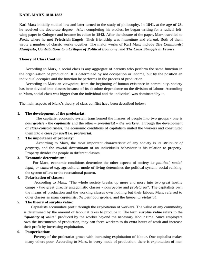 Karl Marx (1) | PDF | Karl Marx | Marx's Theory Of Alienation