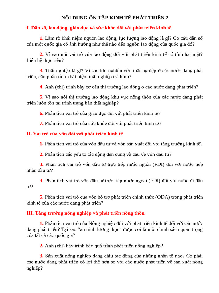 NỘI DUNG ÔN TẬP KTPT - 2 - SV | PDF