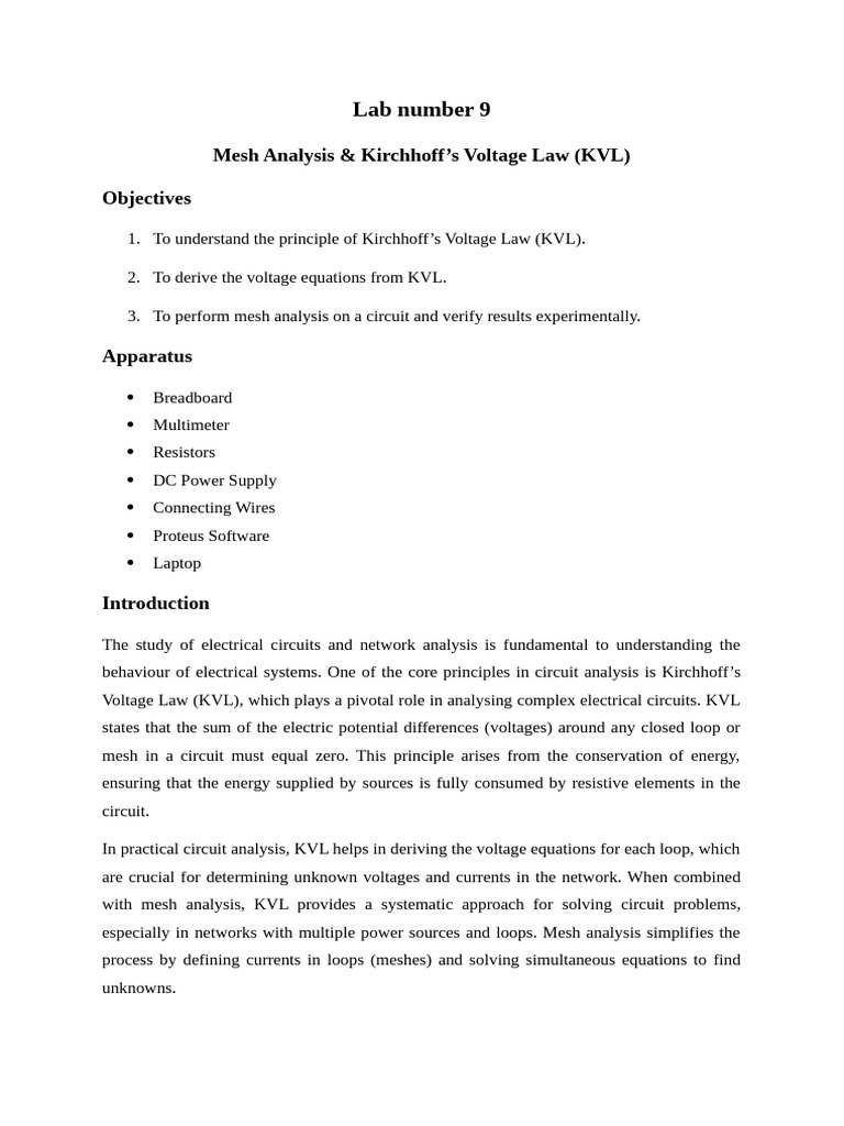 Lab number 9_Updated | PDF | Electrical Network | Series And Parallel ...