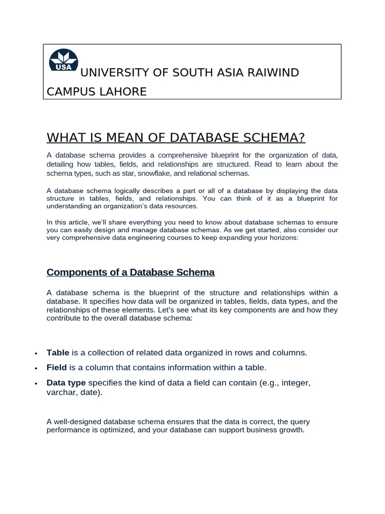 DATABASE SCHEMA COMPLETE LECTURE-BSCS 4 TO 5 TH SEM -FALL 2024 | PDF ... DATABASE SCHEMA COMPLETE LECTURE-BSCS 4 TO 5 TH SEM -FALL 2024 | PDF ...