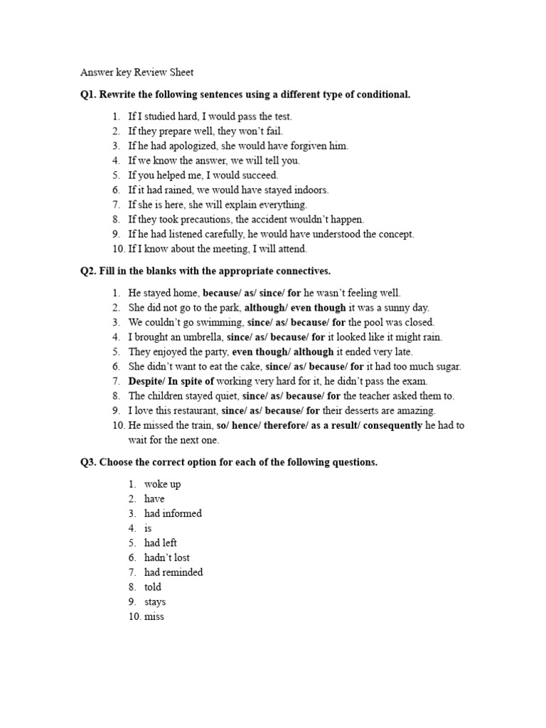 Review Answer Key | PDF