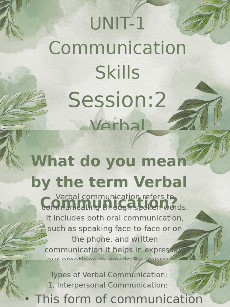 Verbal Communication Basics | PDF
