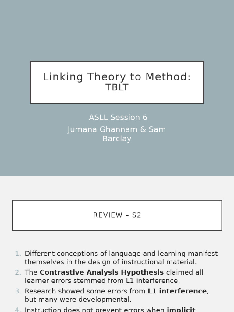 Task-Based Language Teaching Insights | PDF | Second Language | Learning