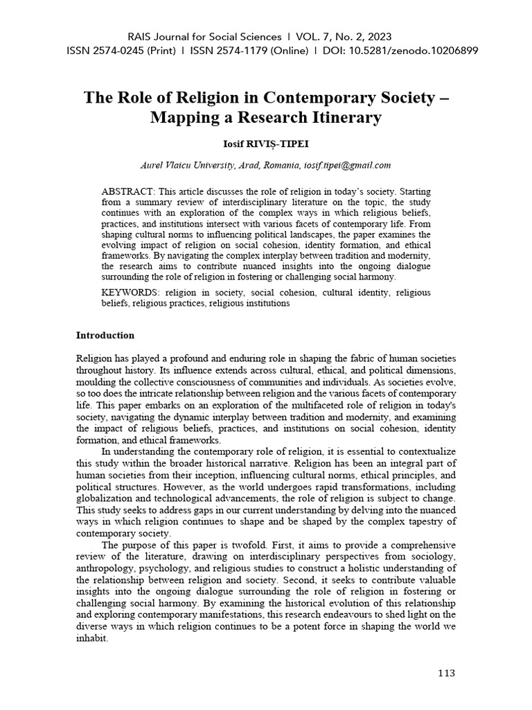The Role of Religion in Modern Society | PDF | Religious Studies ...