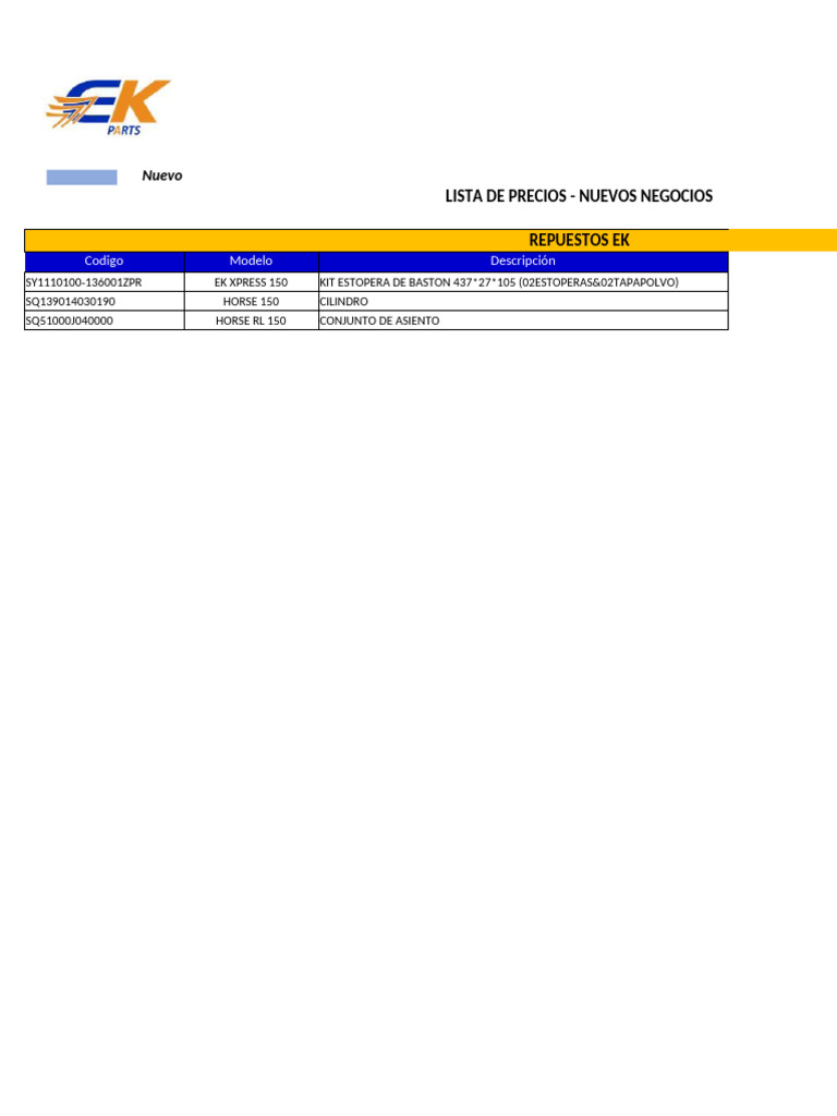 Lista Empire Keeway_ek Parts_16!11!2024 | PDF