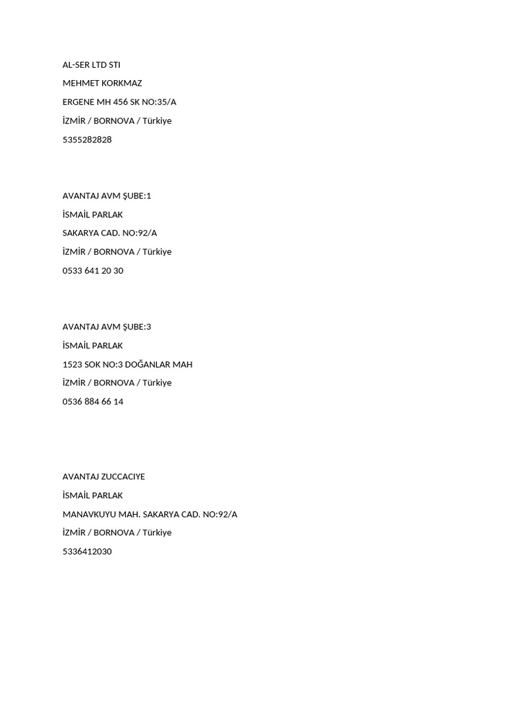 Altus Bayileri Bornova | PDF