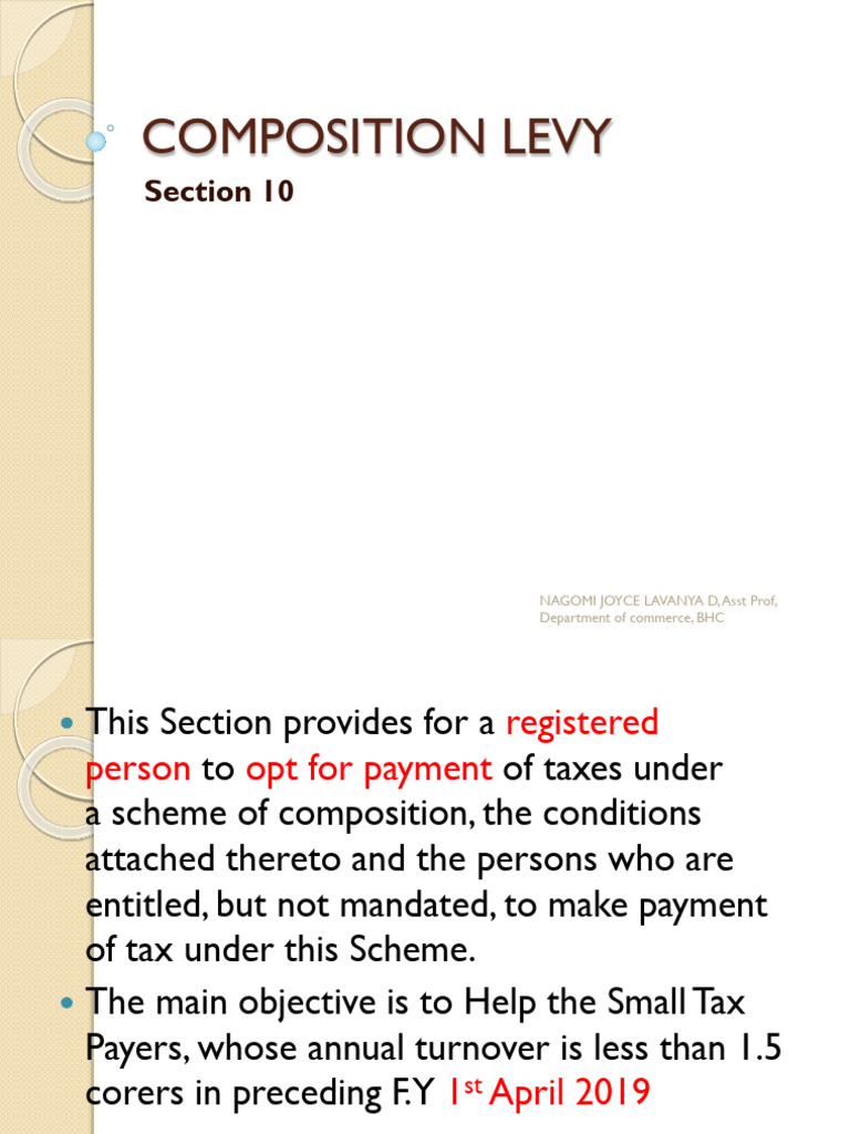 COMPOSITION LEVY[1] | PDF | Value Added Tax | Taxes