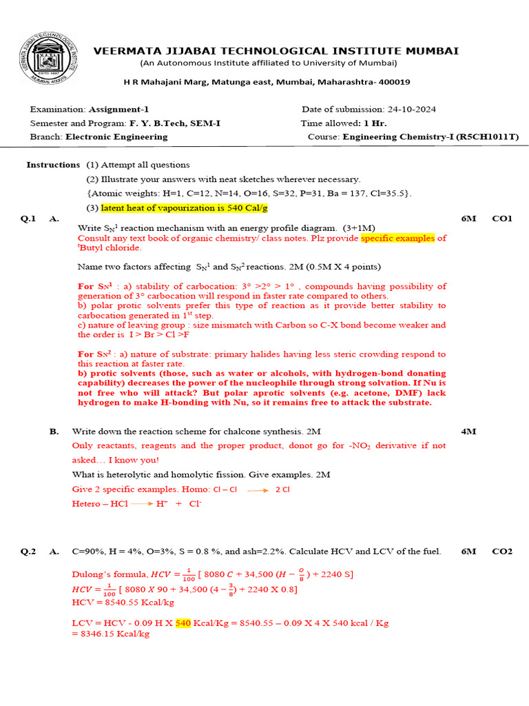 assignment answer | PDF | Physical Sciences | Chemical Compounds