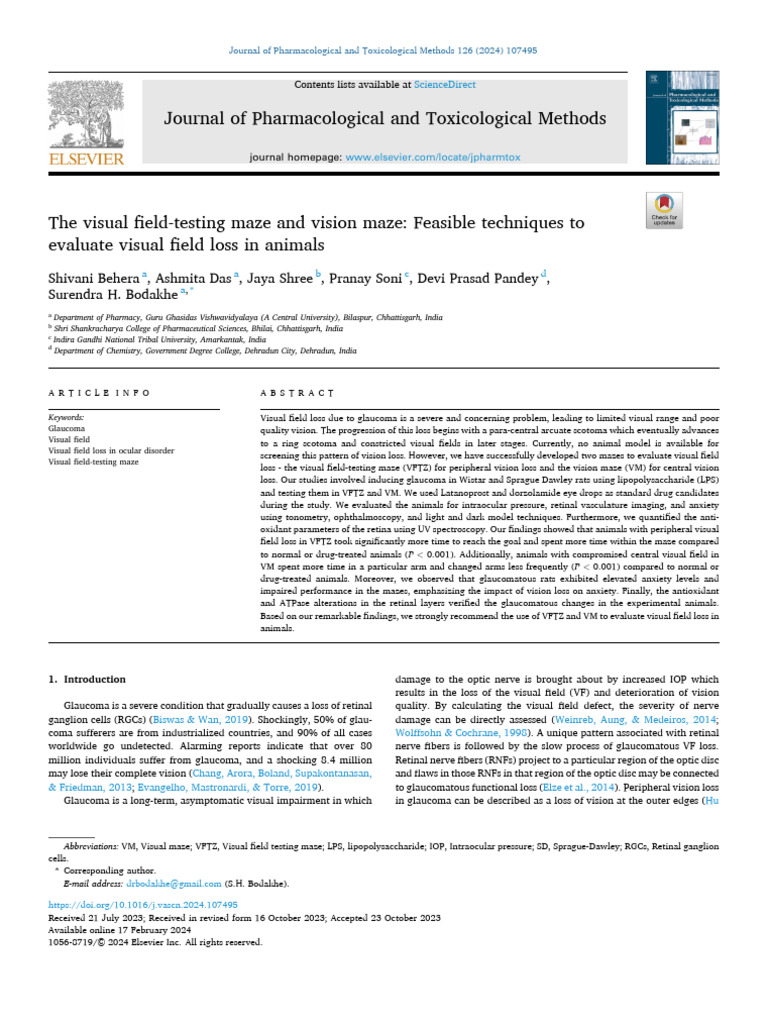The visual field-testing maze and vision maze: Feasible techniques to ...