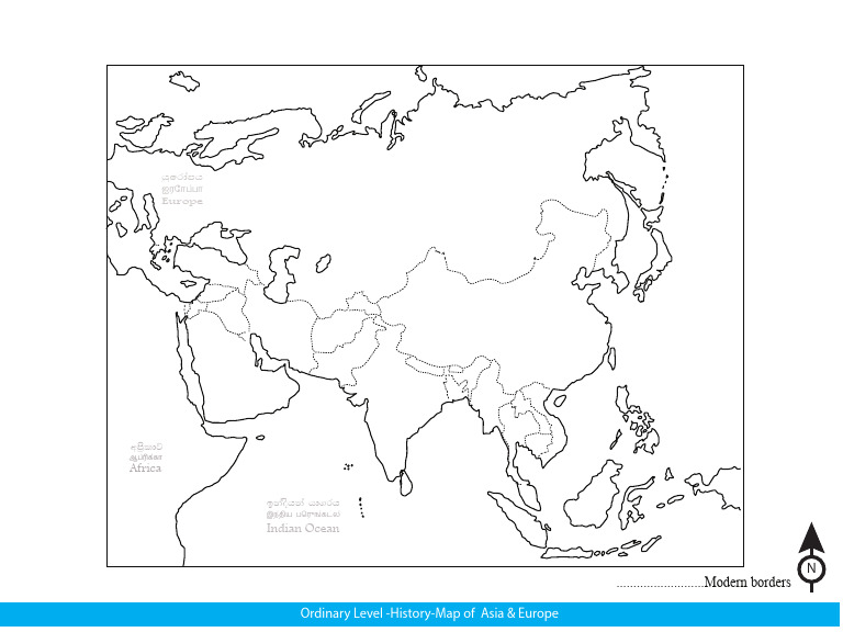 Empty Asia Europe Map For Practice G.C.E OL Examination Map Marking | PDF