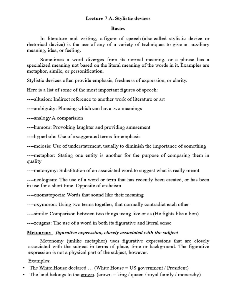 Lecture 7 А. Stylistic Devices. Part 2 | PDF | Language Mechanics ...