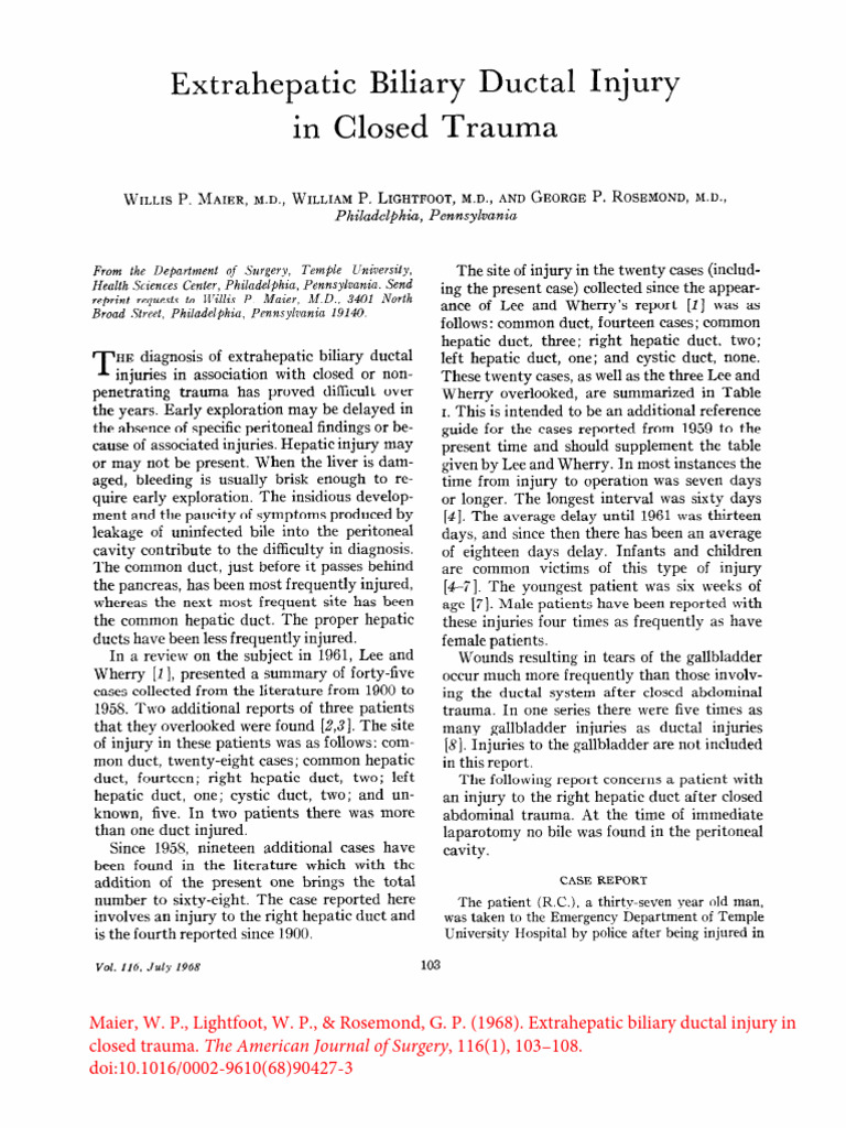 Maier1968 - Extrahepatic Biliary Ductal Injury in Closed Trauma | PDF ...