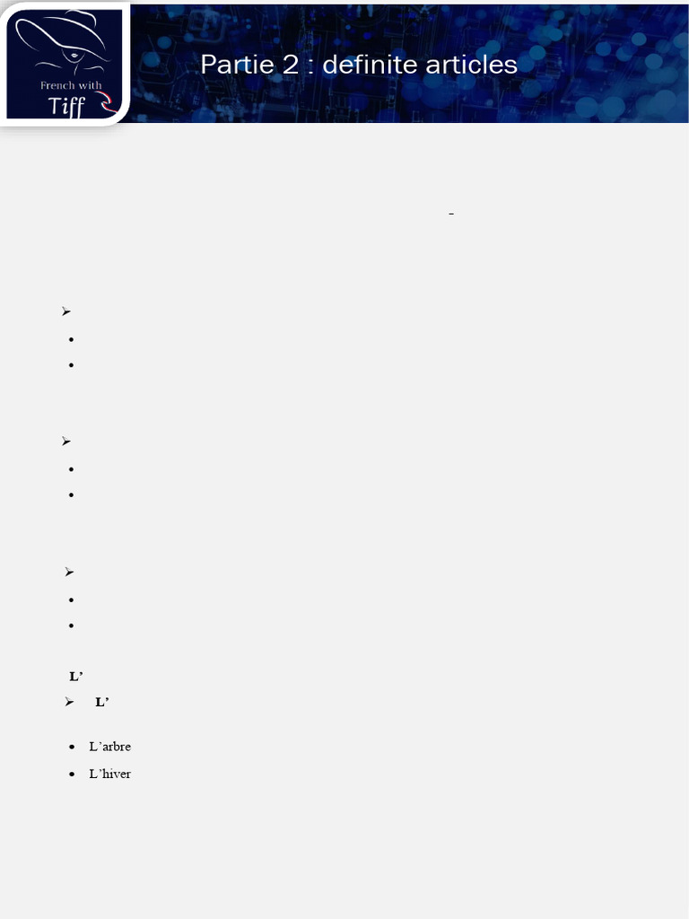 French Definite Articles Explained | PDF | Grammar | Linguistics