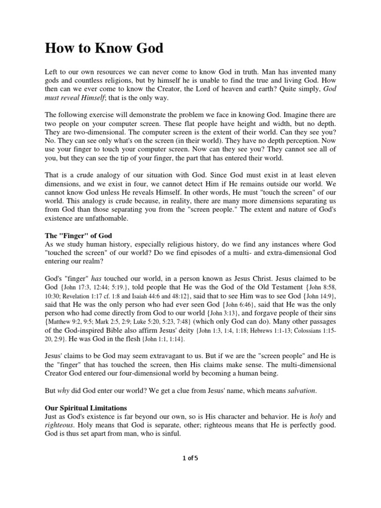 How To Know God | PDF | Sin | Baptism
