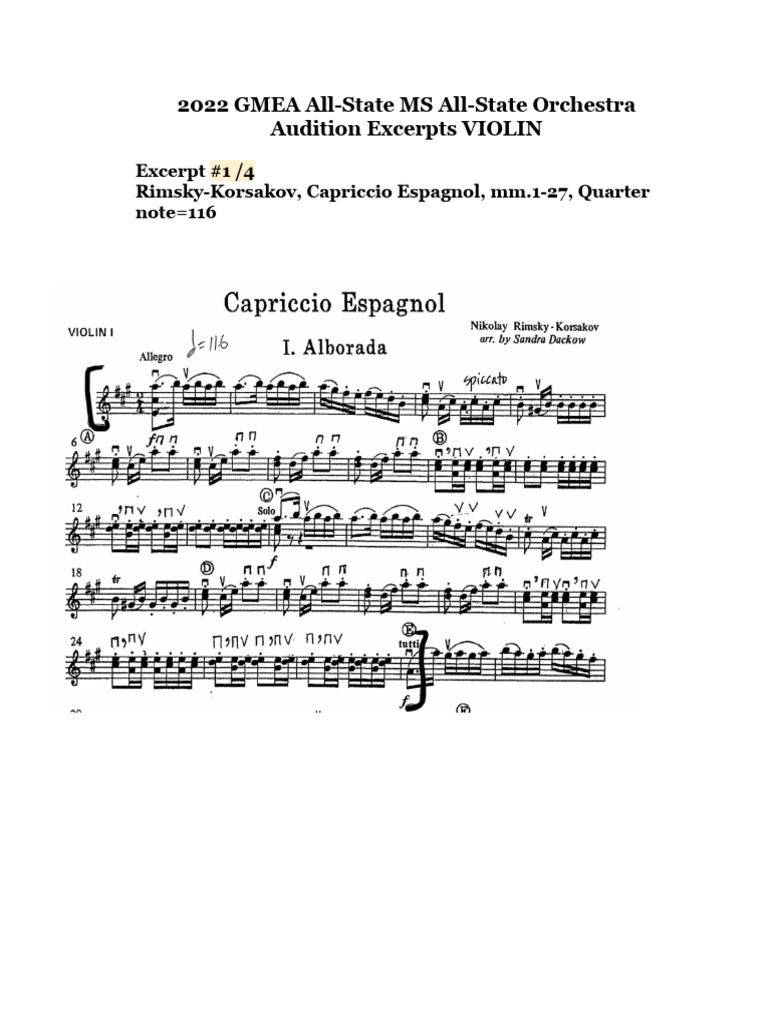 2022+GMEA+All State+MS+All State+Orchestra+Audition+Excerpts+1 4 | PDF ...